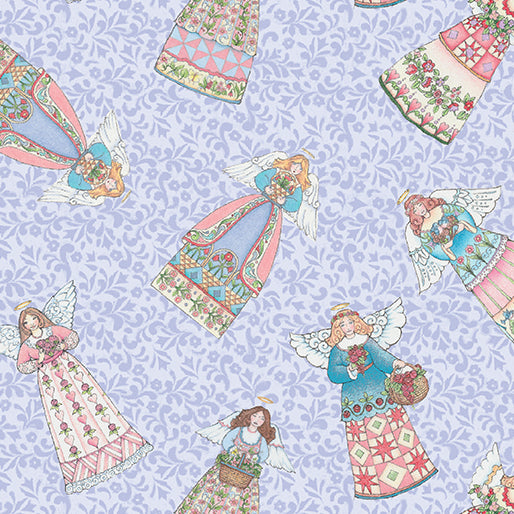 Garden Angels Toss Purple ~ Fabric By The Yard / Half Yard/ Fat Quarte ...